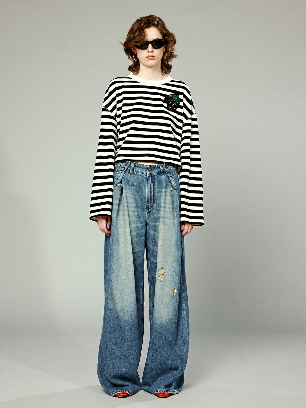 Relaxed fold-over jeans – UOOYAA